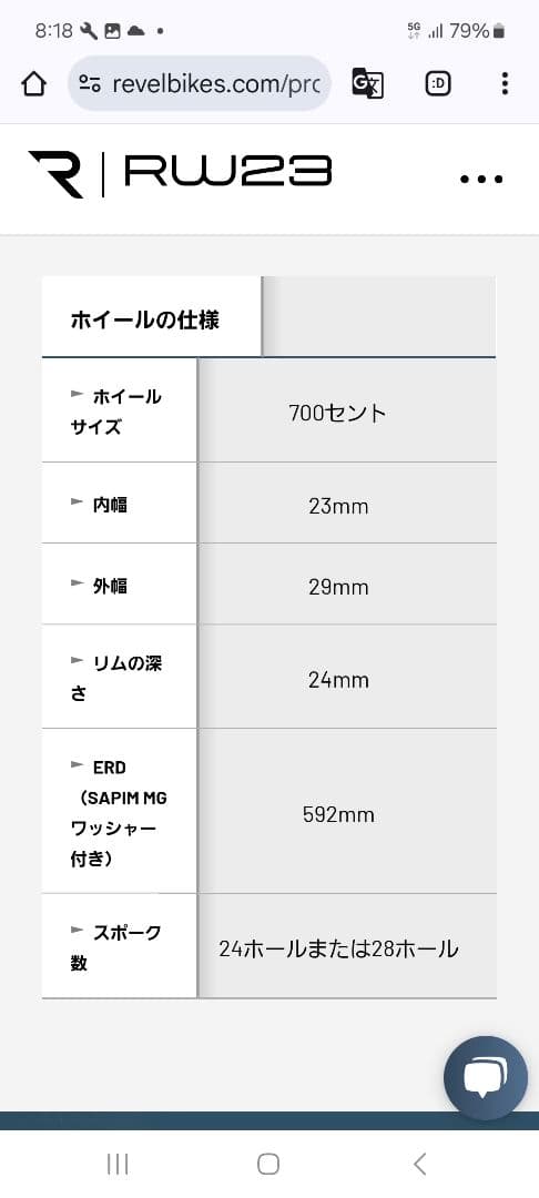 REVEL BIKE RW23カーボングラベルホイール リアスポーク１本折れ