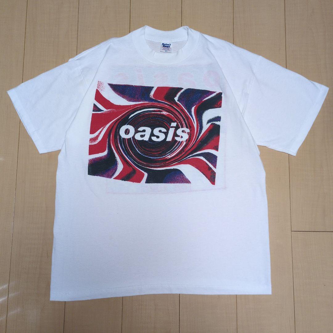 ヴィンテージ oasis オアシス ユニオンジャックロゴTシャツ ホワイト XL