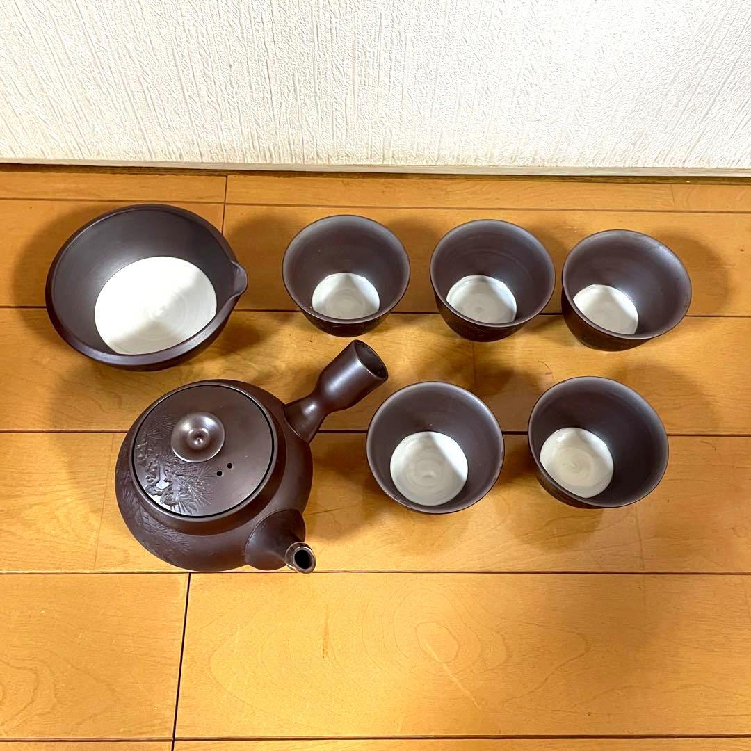 【新品・美品】萬古焼　煎茶器　酔月造　5脚セット　和食器　茶器　箱あり