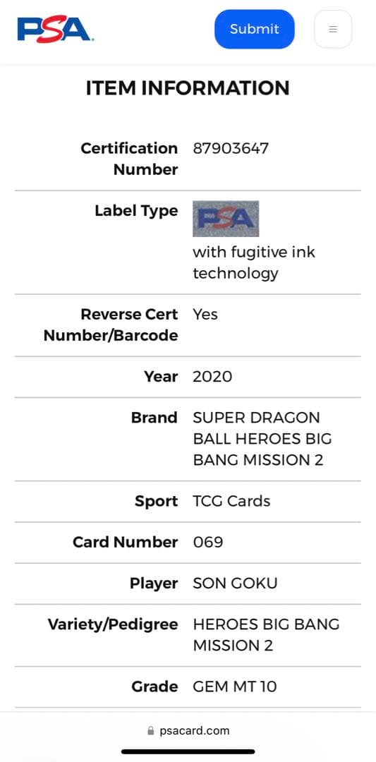 世界6枚 PSA10 ドラゴンボールヒーローズ 孫悟空 トレカ 超サイヤ人3