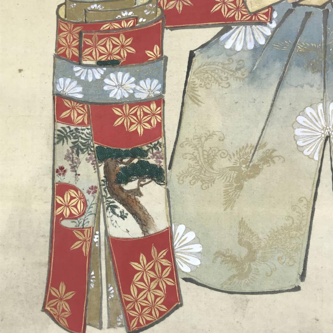 竹喬/雛図/ヒナ図/立雛/掛軸☆宝船☆AD-645