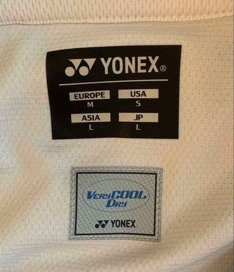 ヨネックス YONEX ゲームシャツ 半袖 ホワイト×グリーン Lサイズ