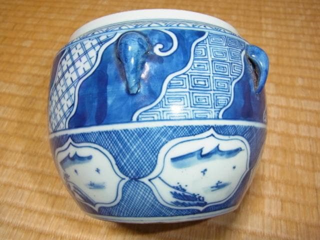 美品 明時代◆中国古陶磁（景徳鎮窯） 五良大甫 呉祥瑞造 祥瑞水指 高さ14cm