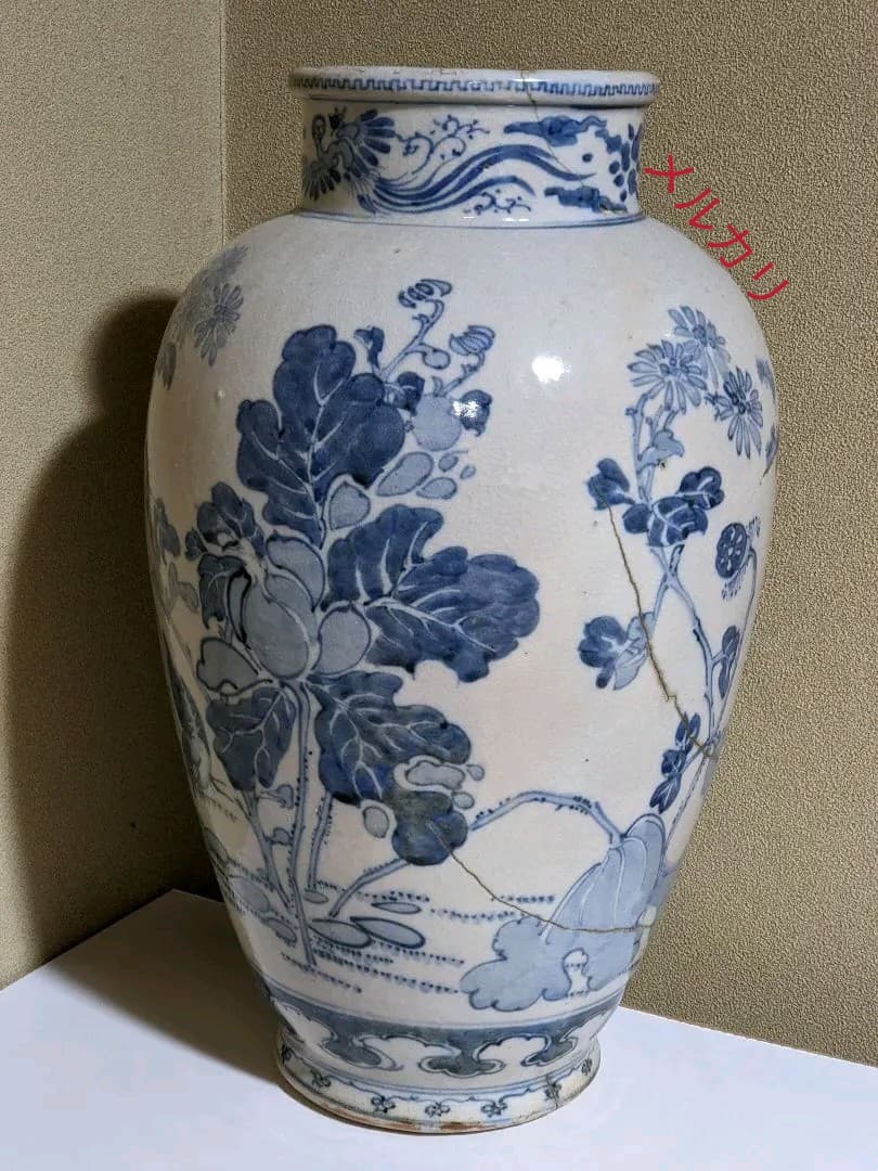 ⭐枯淡！江戸時代 染付花鳥紋様壺 瓶 古美術品 コレクション骨董品アンティーク