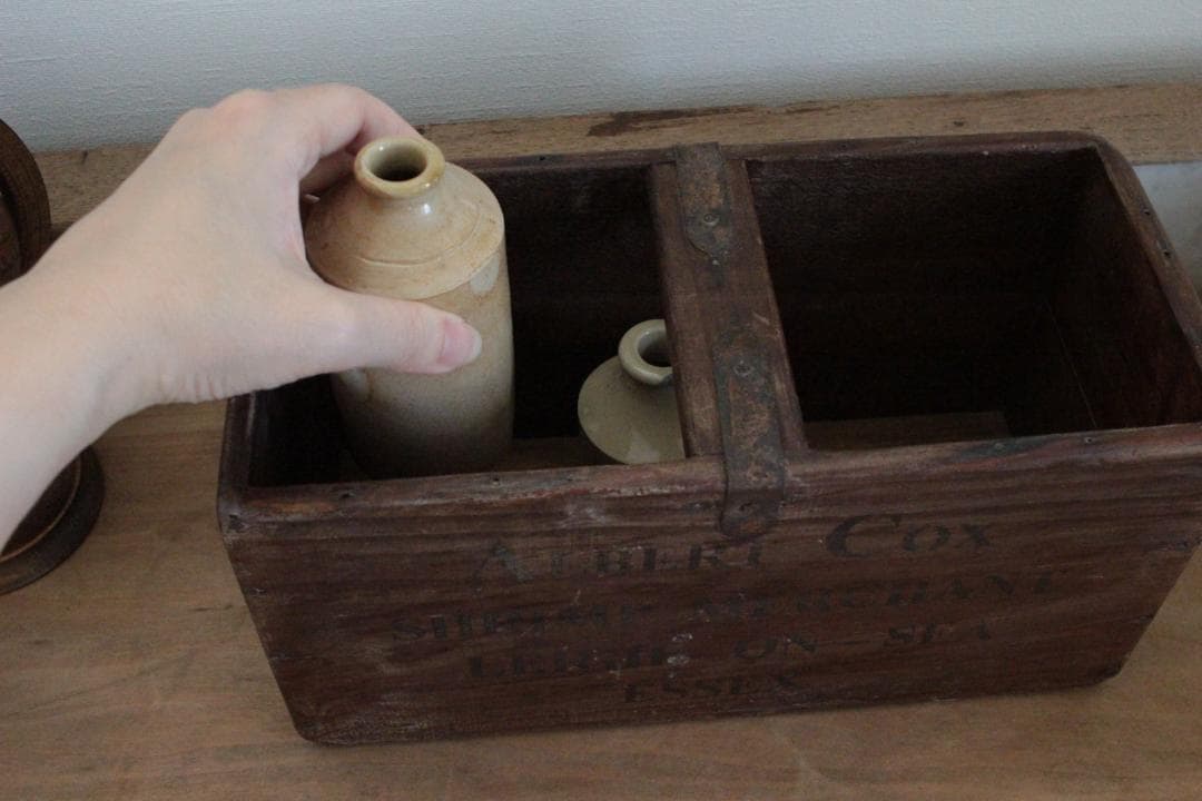 イギリスヴィンテージ/木箱小物入れ・コレクション収納