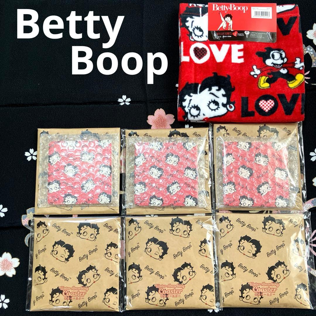 BettyBoop ウォッシュタオルと吸水コースター　昭和レトロ　未使用未開封