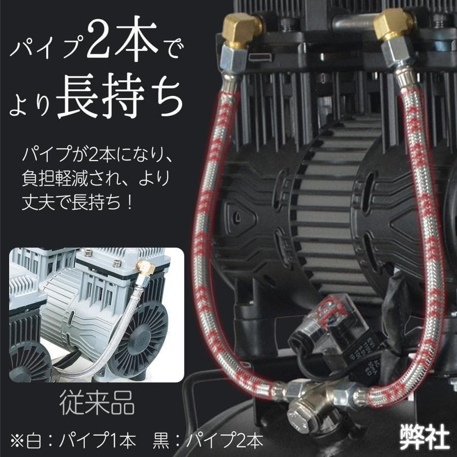 エアーコンプレッサー 静音 100v 小型 30L ブラック 2227