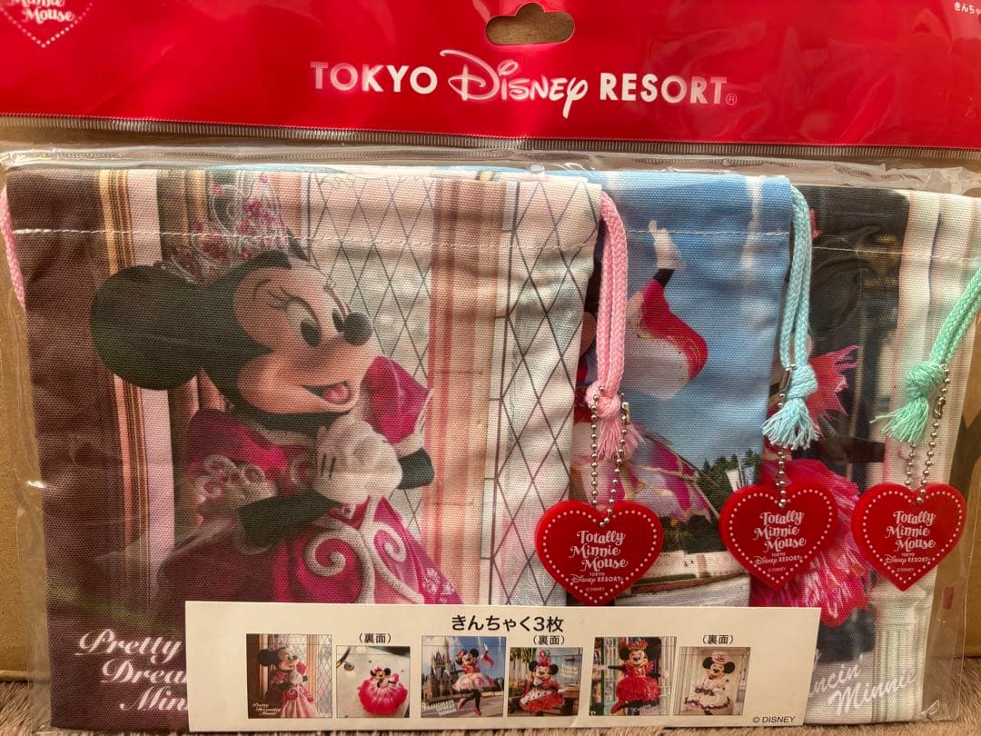 ディズニー トータリーミニーぬいぐるみバッチ巾着セットコンプリート