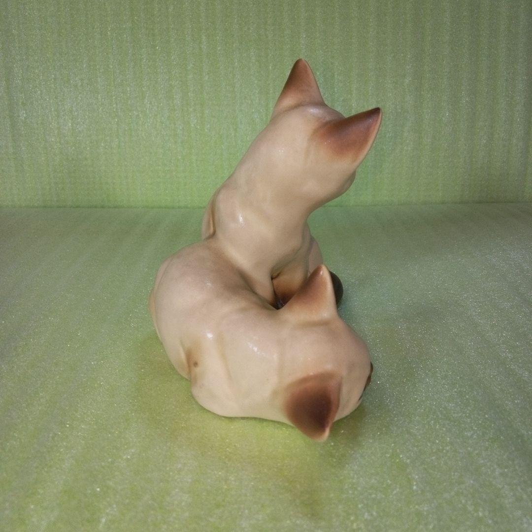 アンティークな猫の置物　仲良し　兄弟？　シャム猫？　ポインテッド？　レア　希少