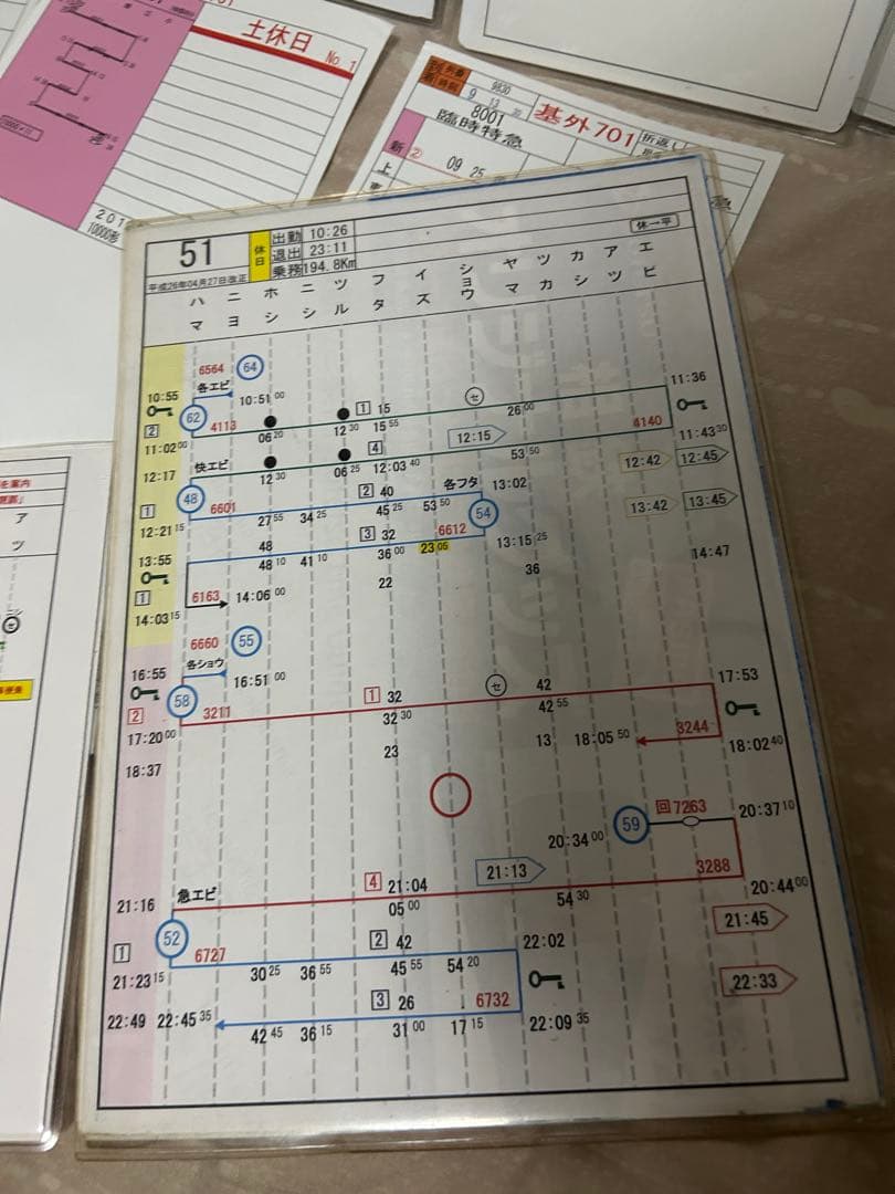 白手袋付き 小田急 相鉄 仕業表 スタフ 鉄道部品 行路表 ロマンスカー 運転士