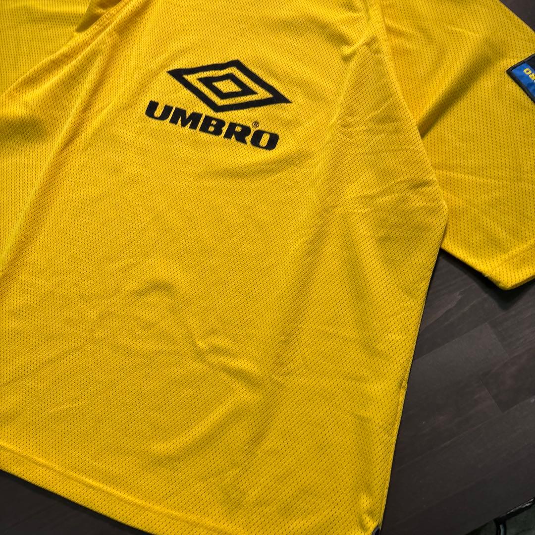 ★8SM2 UMBRO メッシュ　Tシャツ　ゲームシャツ　イエロー　L 古着