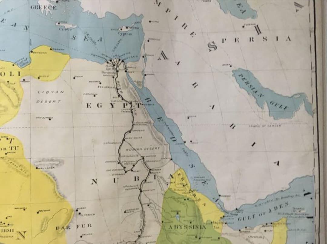 アンティーク大型 地図 マップ 　アメリカ歴史教材地図 近代史アフリカ領地マップ