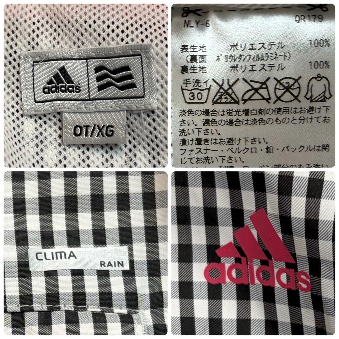 【OTサイズ】adidas　2WAYレインウェア　ゴルフウェア　チェック