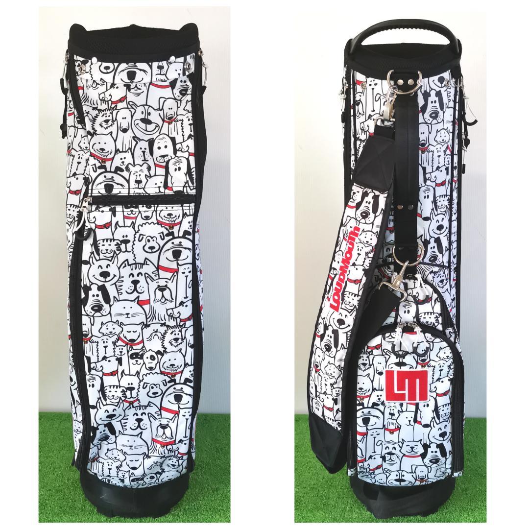 LOUDMOUTH ラウドマウス 犬柄 キャディバッグ フード付 ホワイト