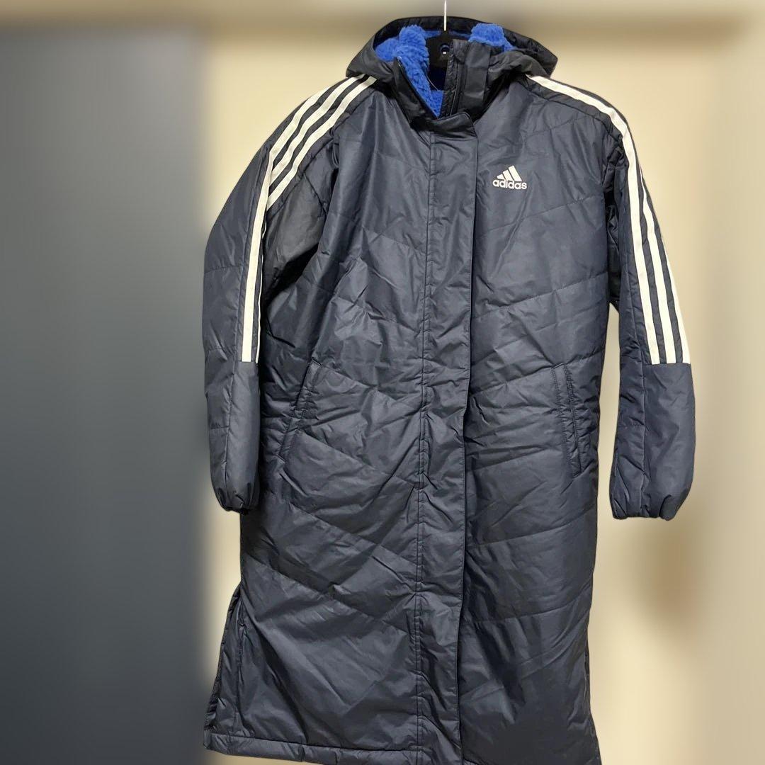 新品　adidas アディダス ベンチコート　ネイビー　150