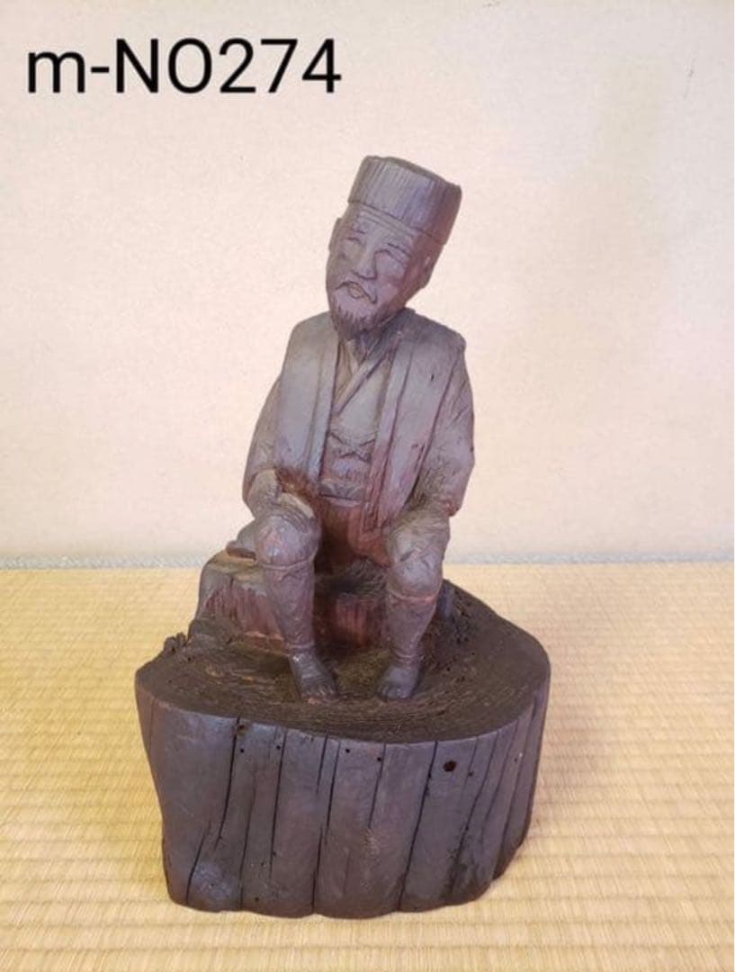 伝統的な木製彫刻 男性像 旅人約37センチ