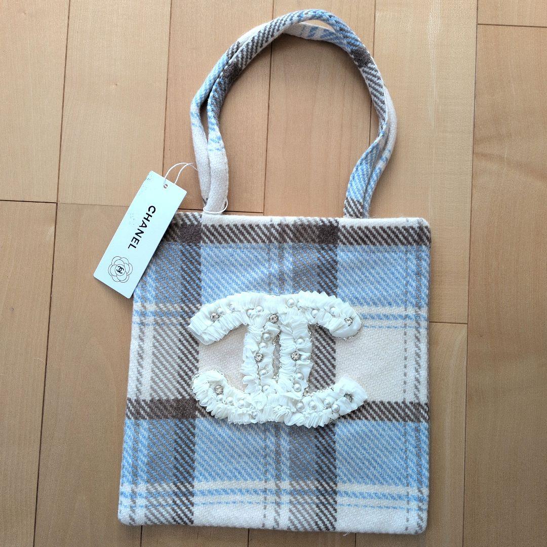 CHANEL チェック柄トートバッグ