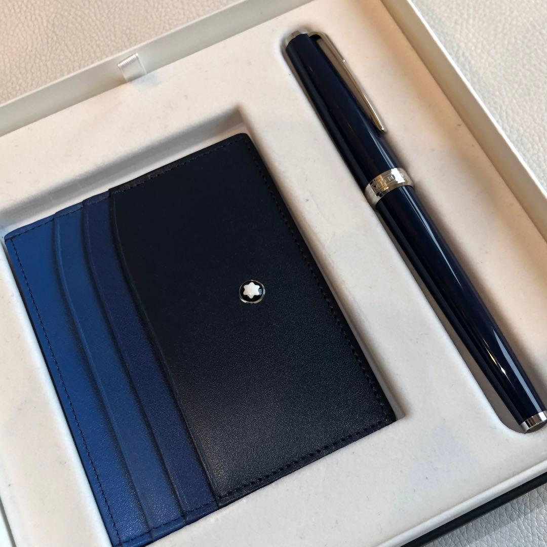 Montblanc ネイビー ボールペンとカードケース　11R2510