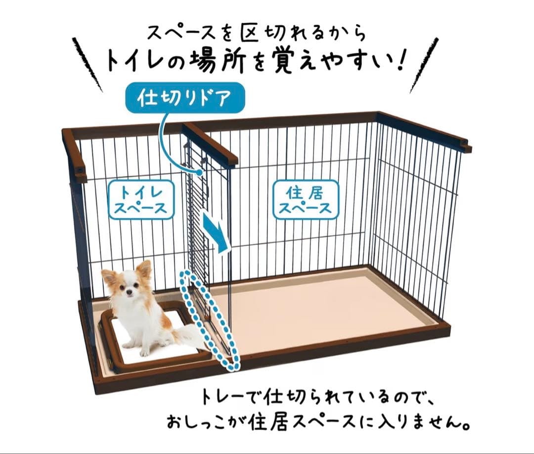 Petio トイレのしつけができるドッグルームサークル、専用トイレトレー付き