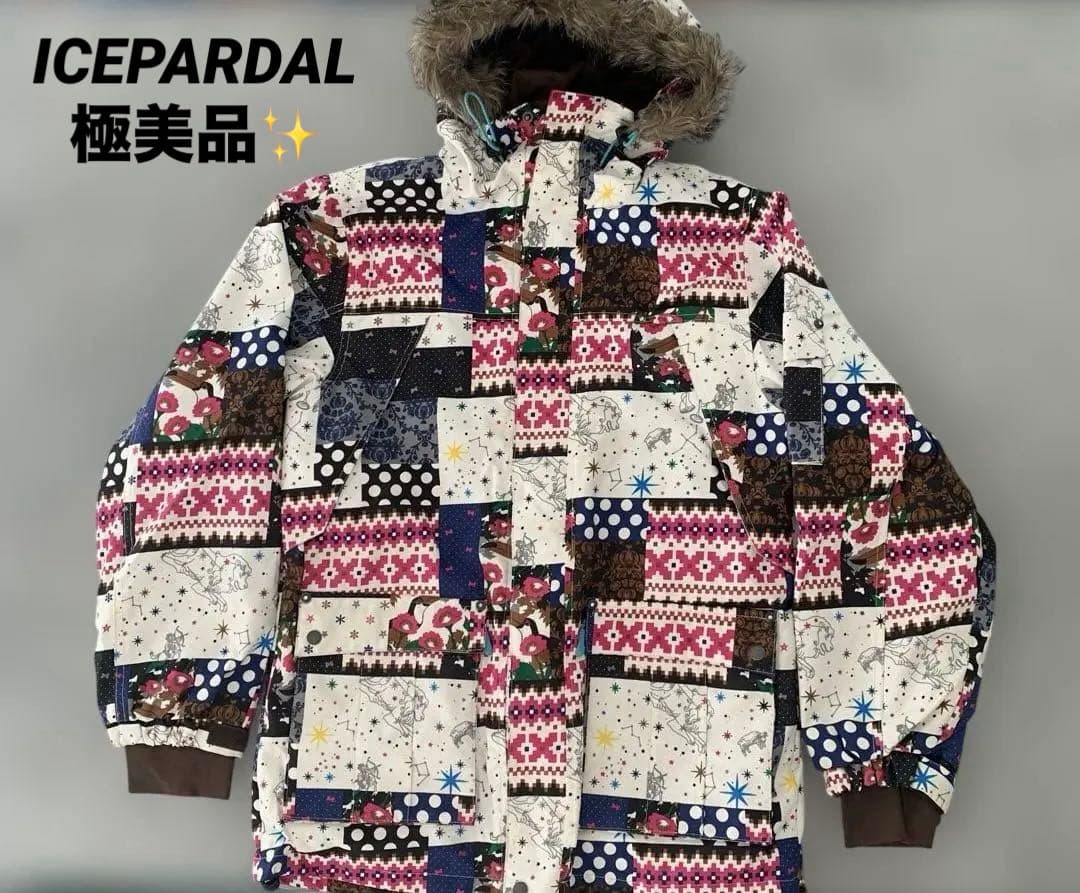 極美品✨ICEPARDALスキーウェアスノボウェア ジャケット　総柄　L相当