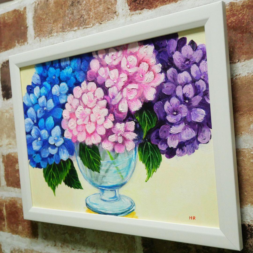 油絵 絵画 【紫陽花の花】