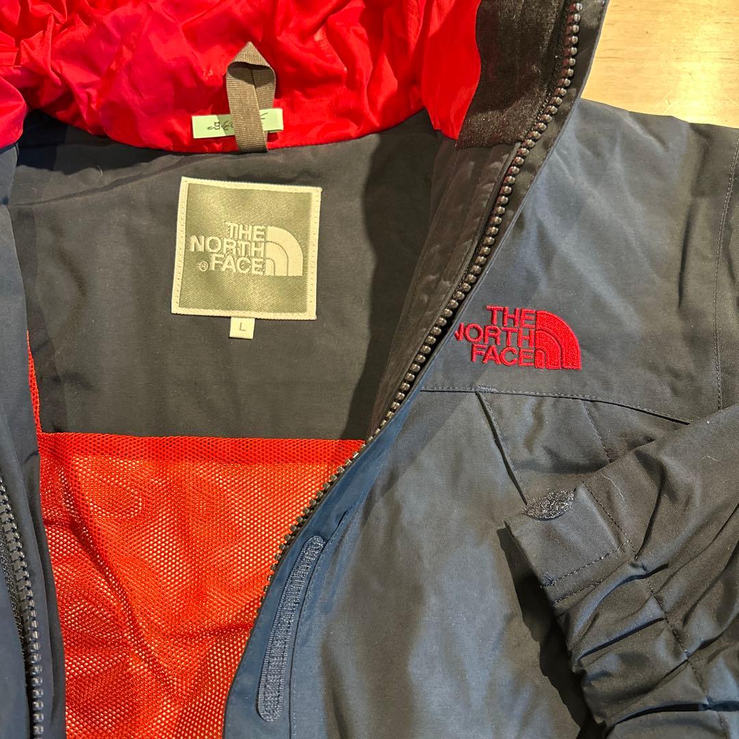 THE NORTH FACE ネイビーx レッド ジャケット 白ニット帽セット