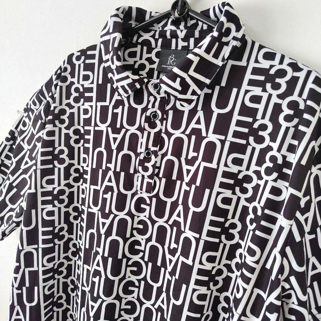 【美品】1PIU1UGUALE3 GOLF ロゴ ポロシャツ 半袖 XL 白黒