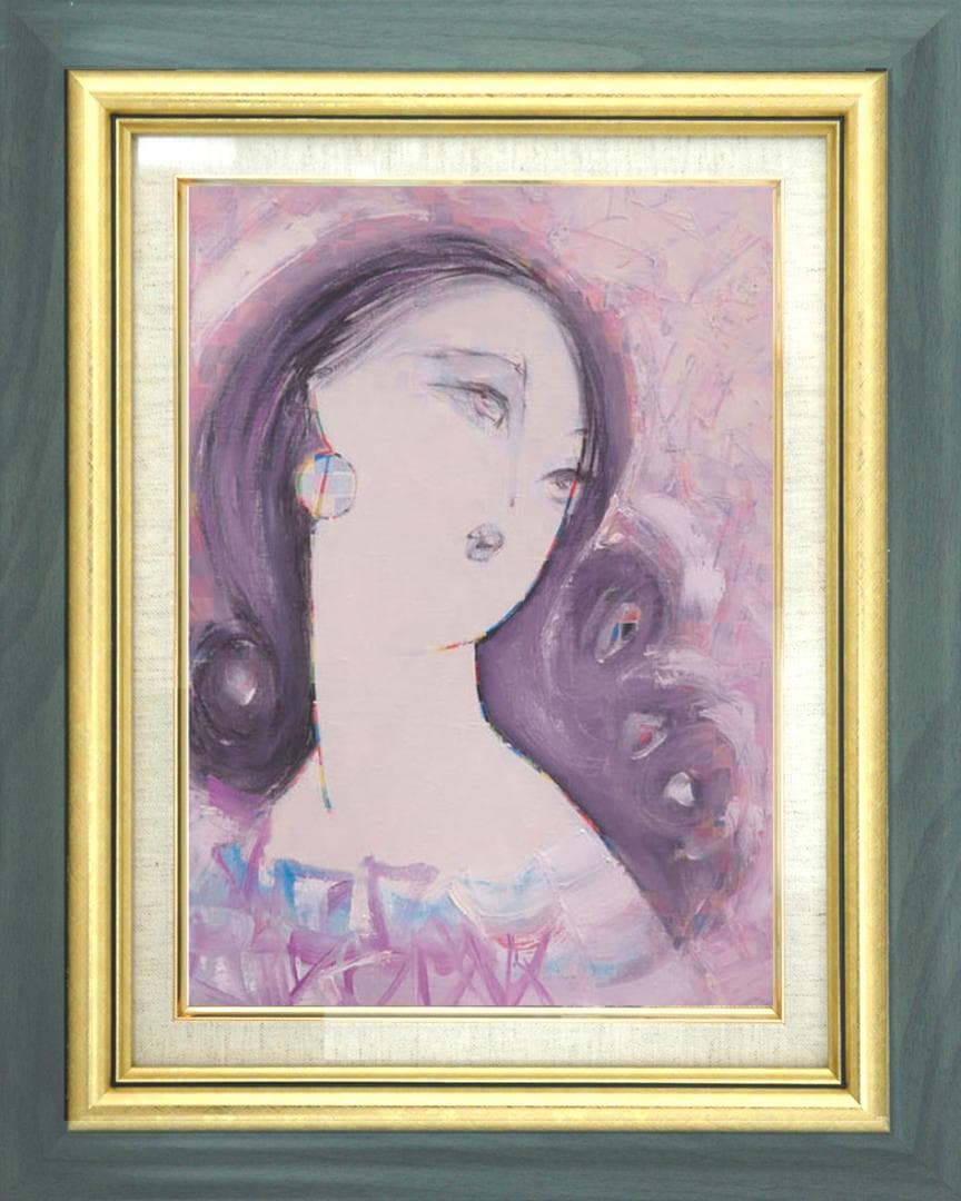 油絵 菅家令子 絵 絵画 インテリア 額付(白) F6-082111 人物 女性