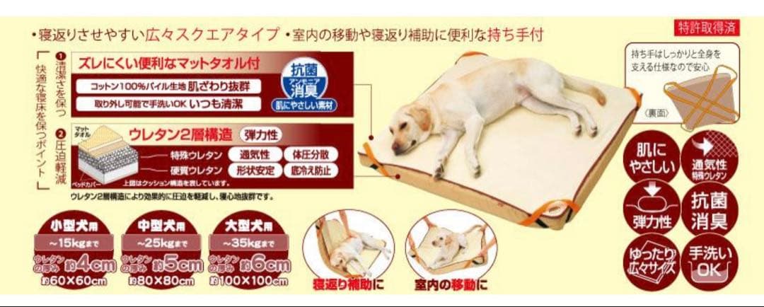 ペティオ 床ずれ予防ベッド 小型犬用　本体2枚とマットタオル2枚
