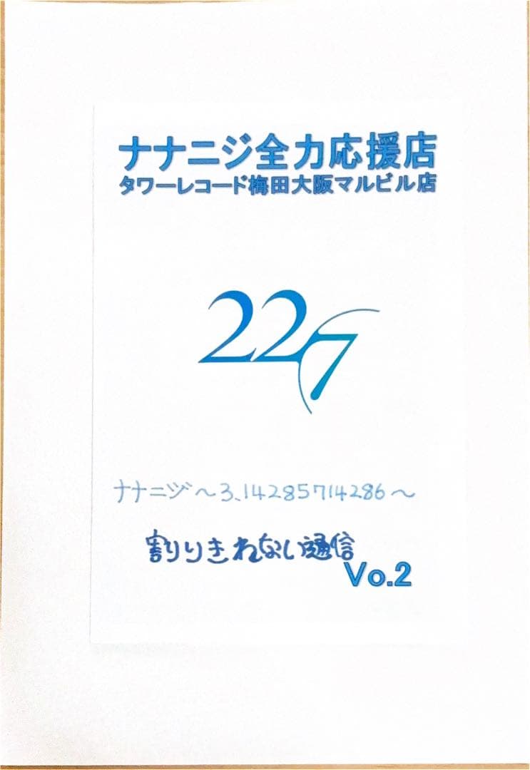 ナナニジ全力応援店　タワーレコード梅田大阪マルビル店　割りきれない通信　１３冊