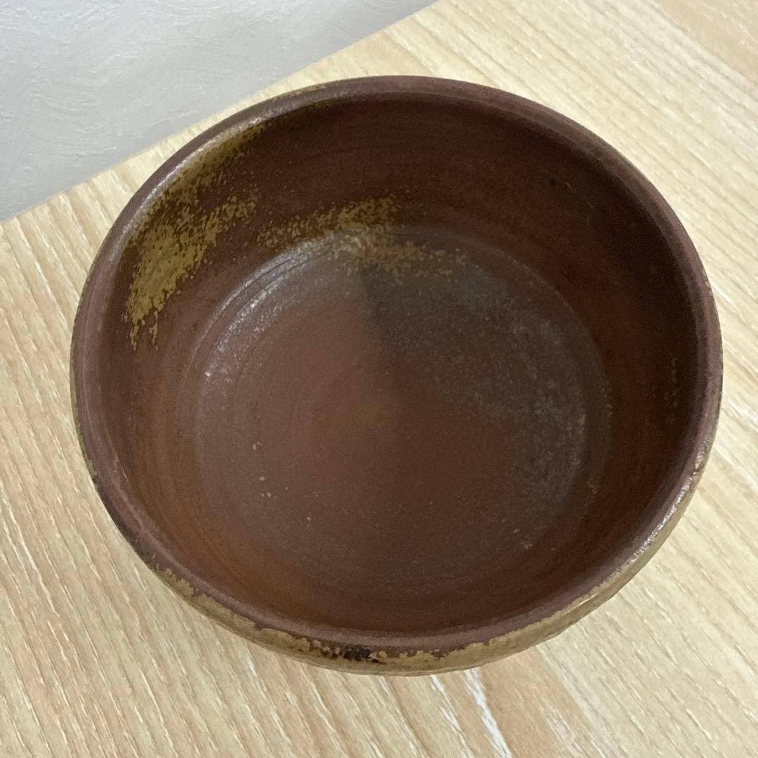 伊部焼　金重陶陽作　茶碗　分銅印　共布　潮香庵陶秀（山本陶秀）識箱