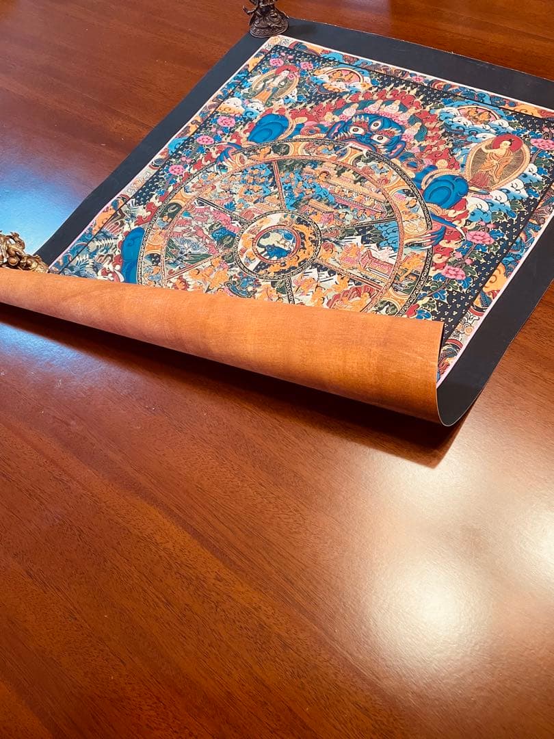 チベット密教 仏教 密教 新品 手描き　肉筆画 タンカ 曼荼羅 六道輪廻図 D1