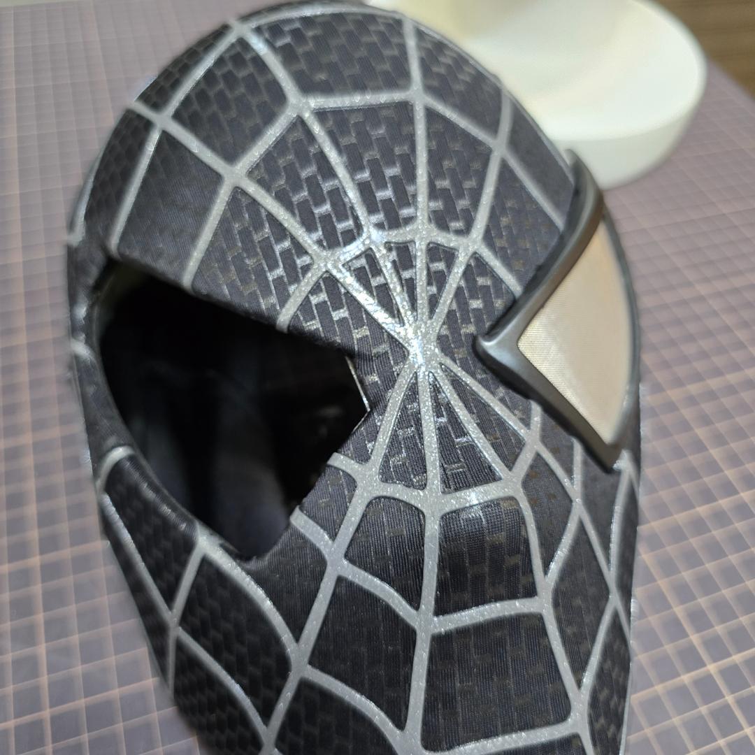 スパイダーマン　マスク　コスプレ　1/1サイズ　 3D シェルマスク　black