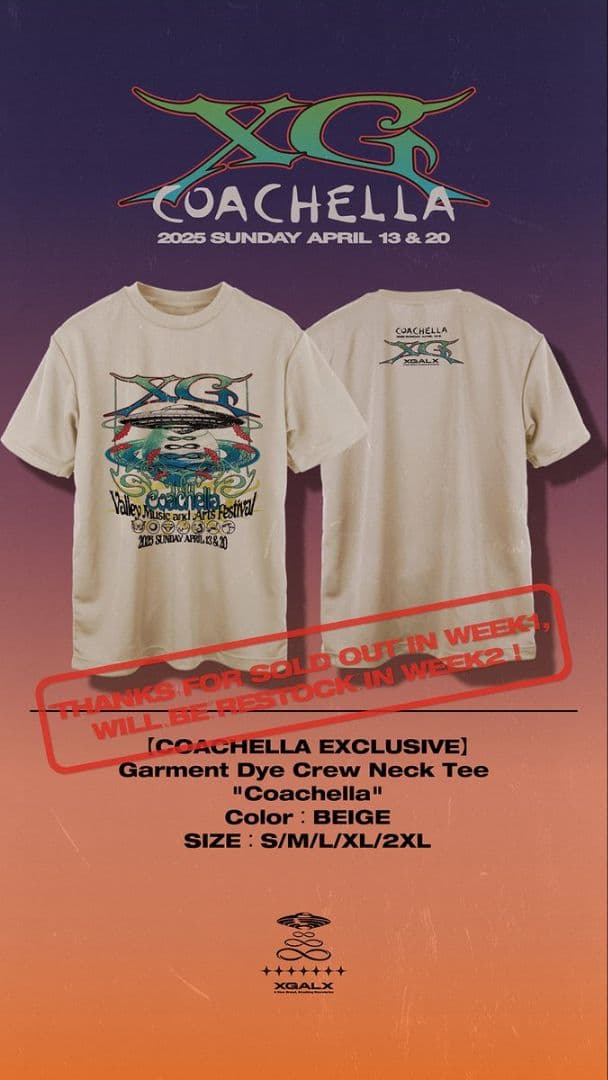 【会場限定】【即完グッズ】XG Coachella TシャツXL