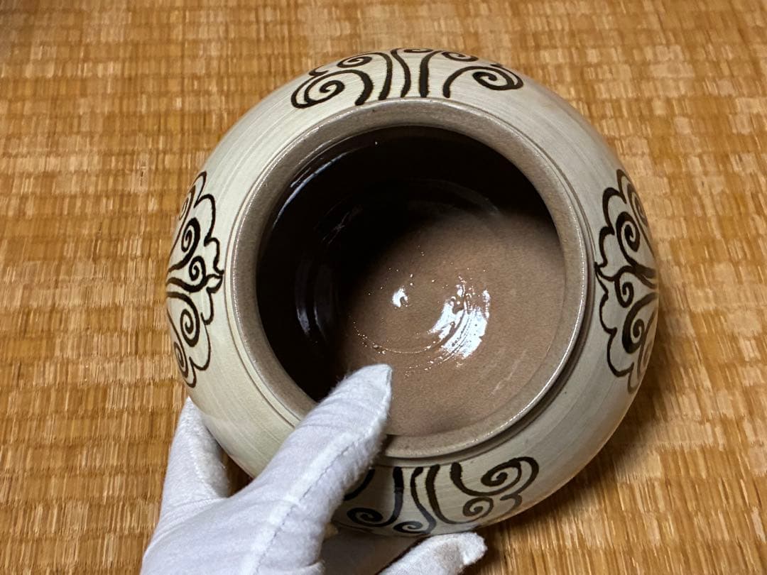 茶道具 廣州窯 鉄絵 刷毛目 水指 共箱 時代物 【趙 小守】 韓国 高麗