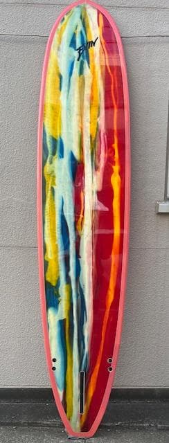 中古ロングボード ピンク&アブストラクトdesign 9’1f お洒落