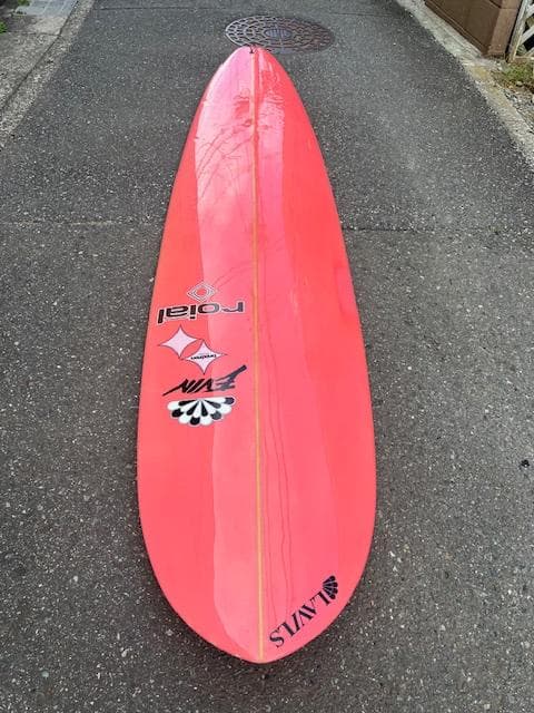 中古ロングボード ピンク&アブストラクトdesign 9’1f お洒落
