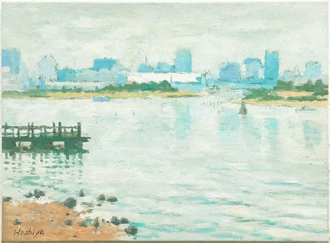 絵画 417 油絵/風景/東京/浜/海/台場/P8号
