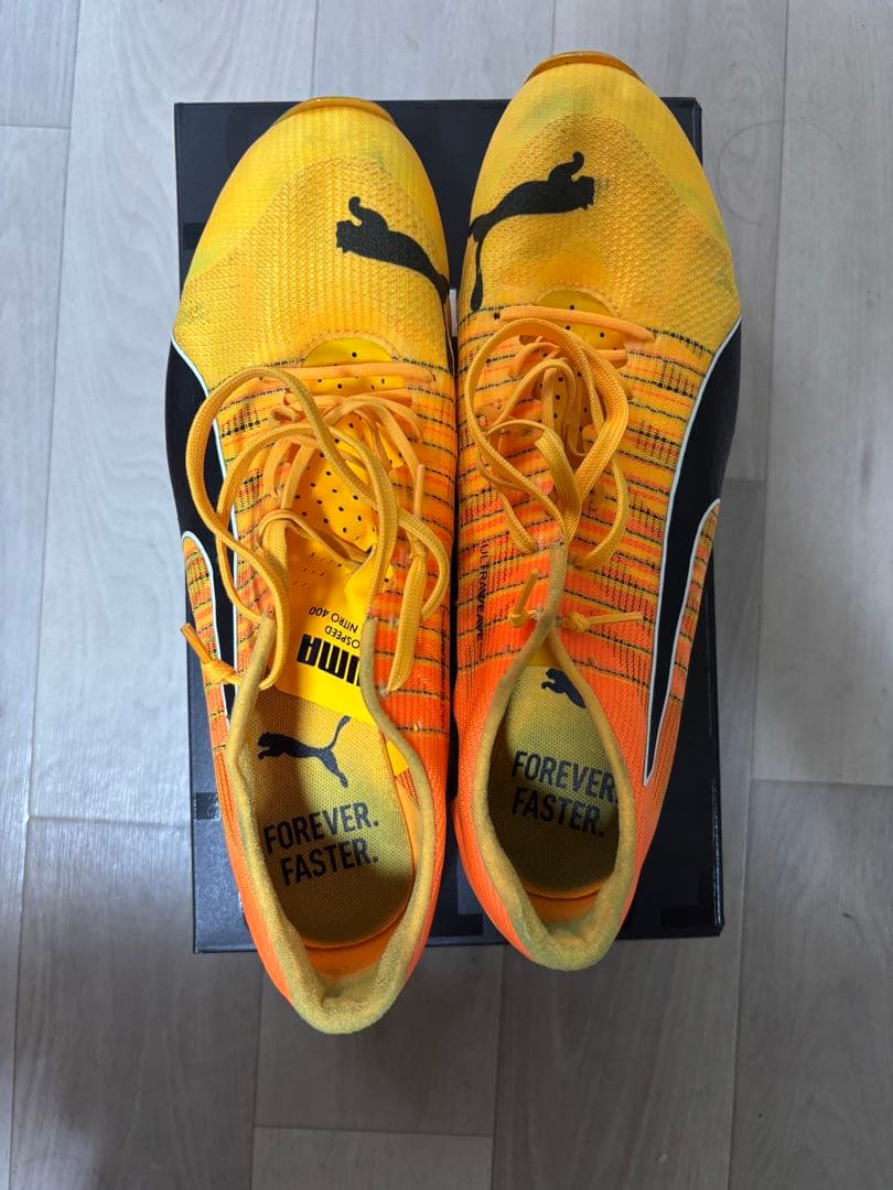 PUMA NITRO 400スパイクシューズ オレンジ/イエロー 収納袋付き