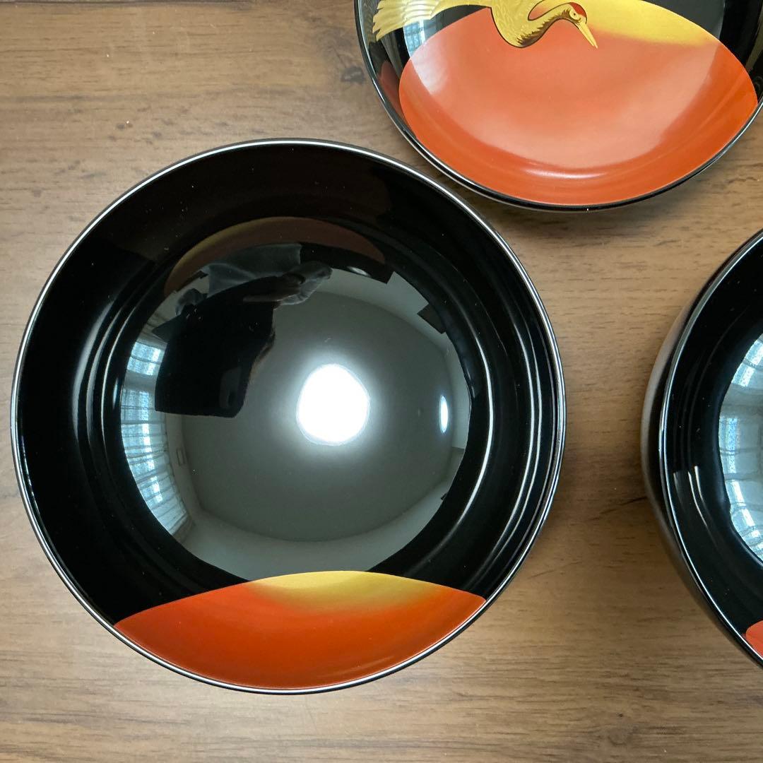 vincentfuto318様 輪島屋本店　波に日の出鶴蒔絵5客揃