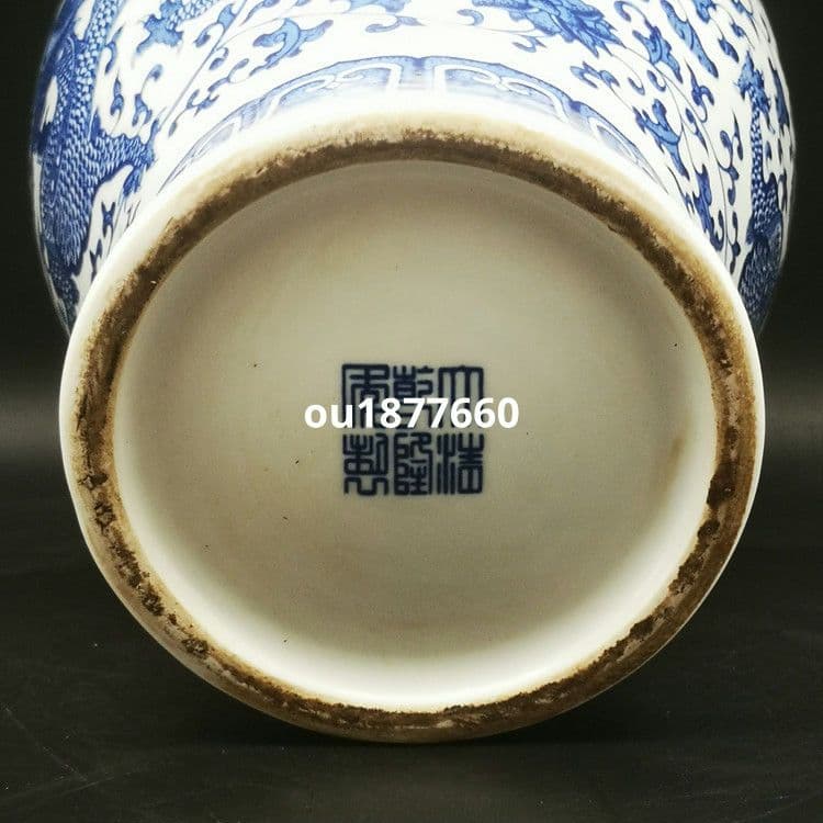 青花双喜文字花觚花瓶 景德镇 陶磁器 装飾品 現代工芸品 美術品 置物