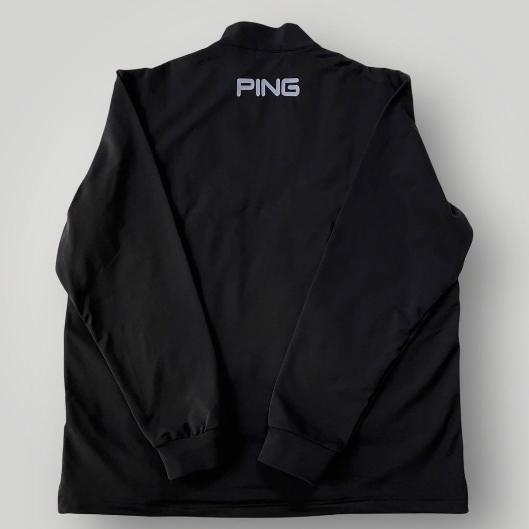 【新品】PING 2024年　キルティング ハーフジップシャツ　ブラック　LL