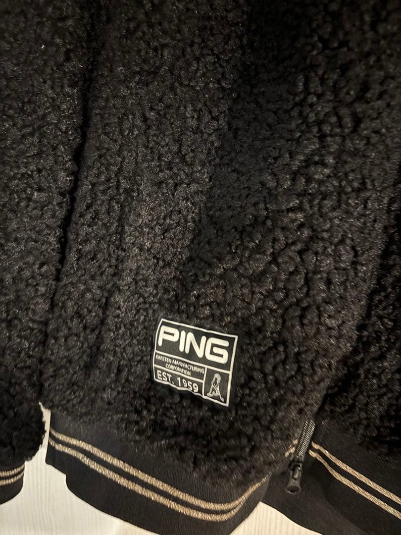 PING ボア素材 ジップアップジャケット ブラック