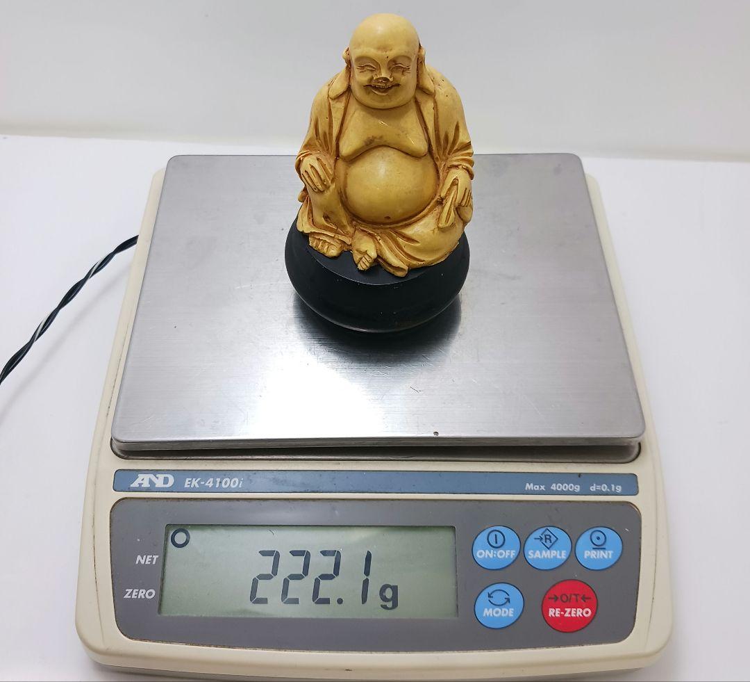 Y2293-4 高級彫刻 布袋 置物 細密彫刻 総重量222.1g　の