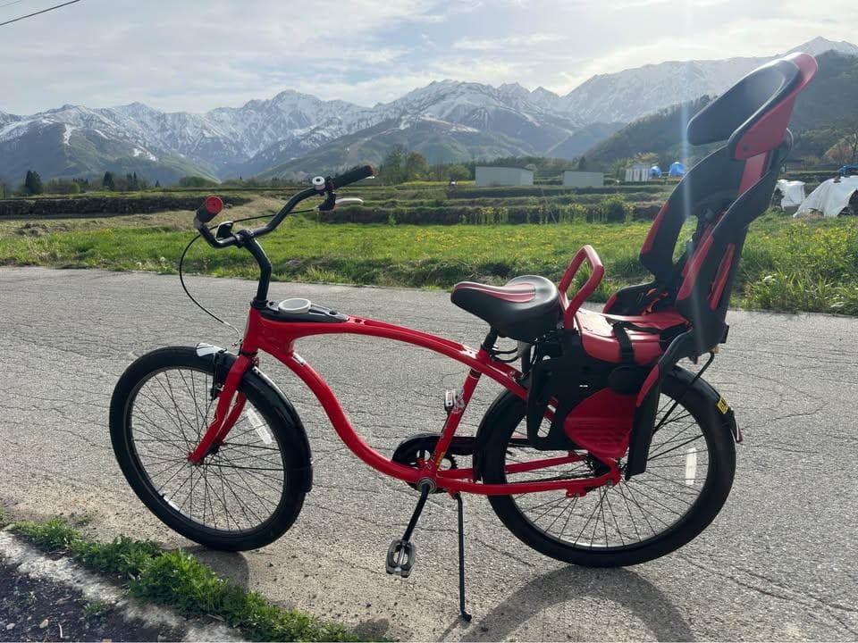 最終割引 SCHWINN シティサイクル レッド チャイルドシート付き