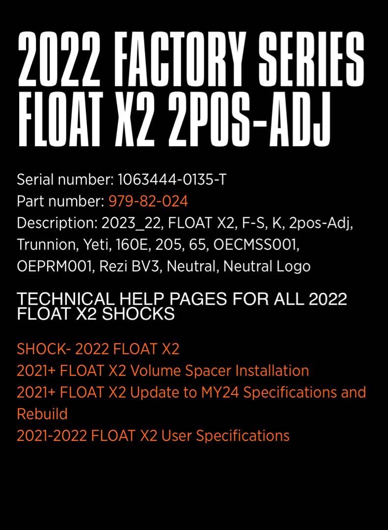 FOX FLOAT X2 205x65 カシマコート（未使用)