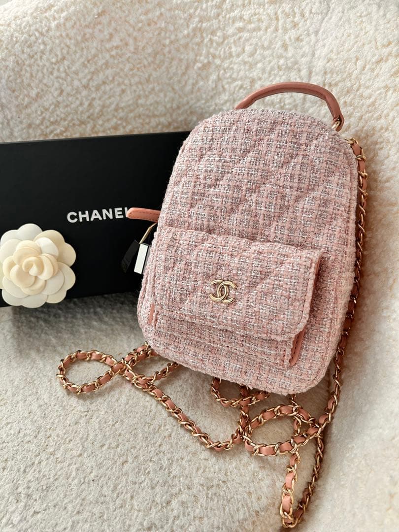 モ*コ様 CHANEL ピンクツイード　リュック　ノベルティ