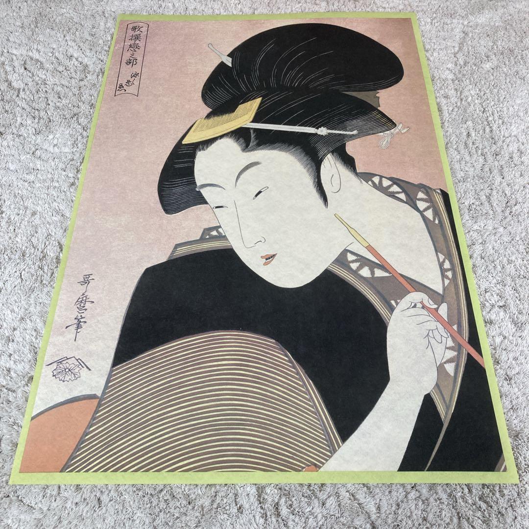 広重　写楽　歌麿　大判和紙製5枚組み　複製　浮世絵　額付き　Ukiyo-e 錦絵