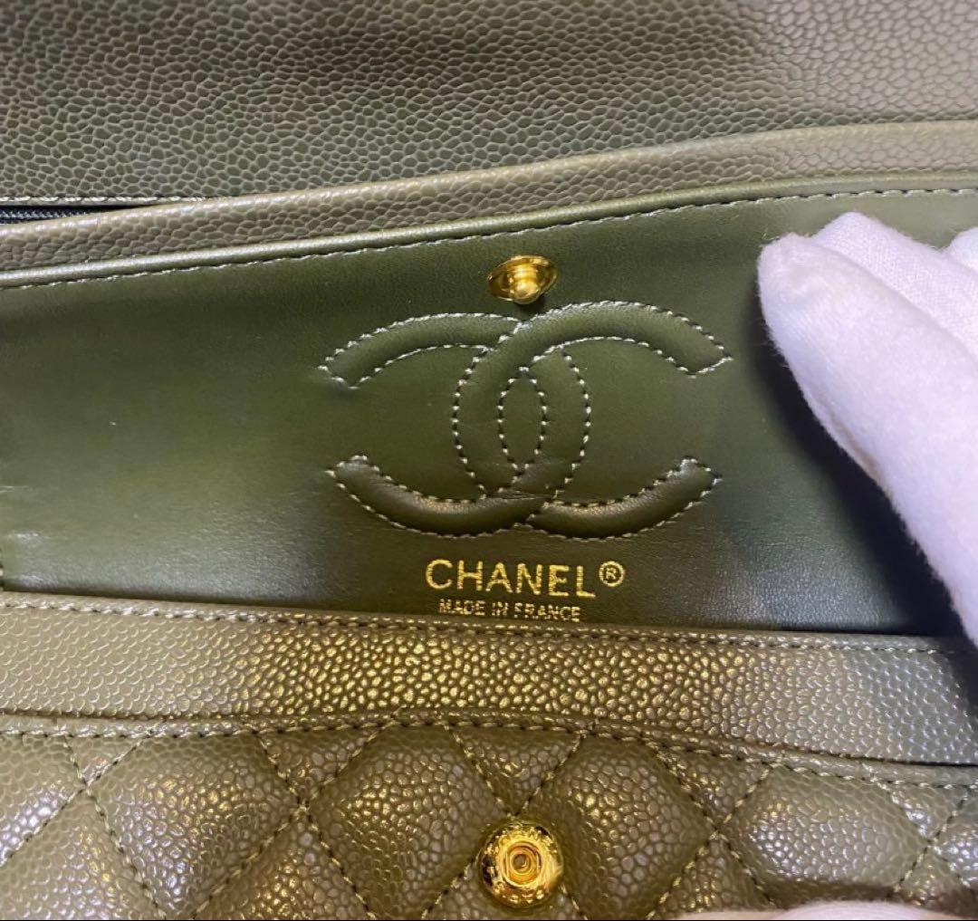 CHANEL チェーンバッグ　マトラッセ　グリーン　ノベルティ