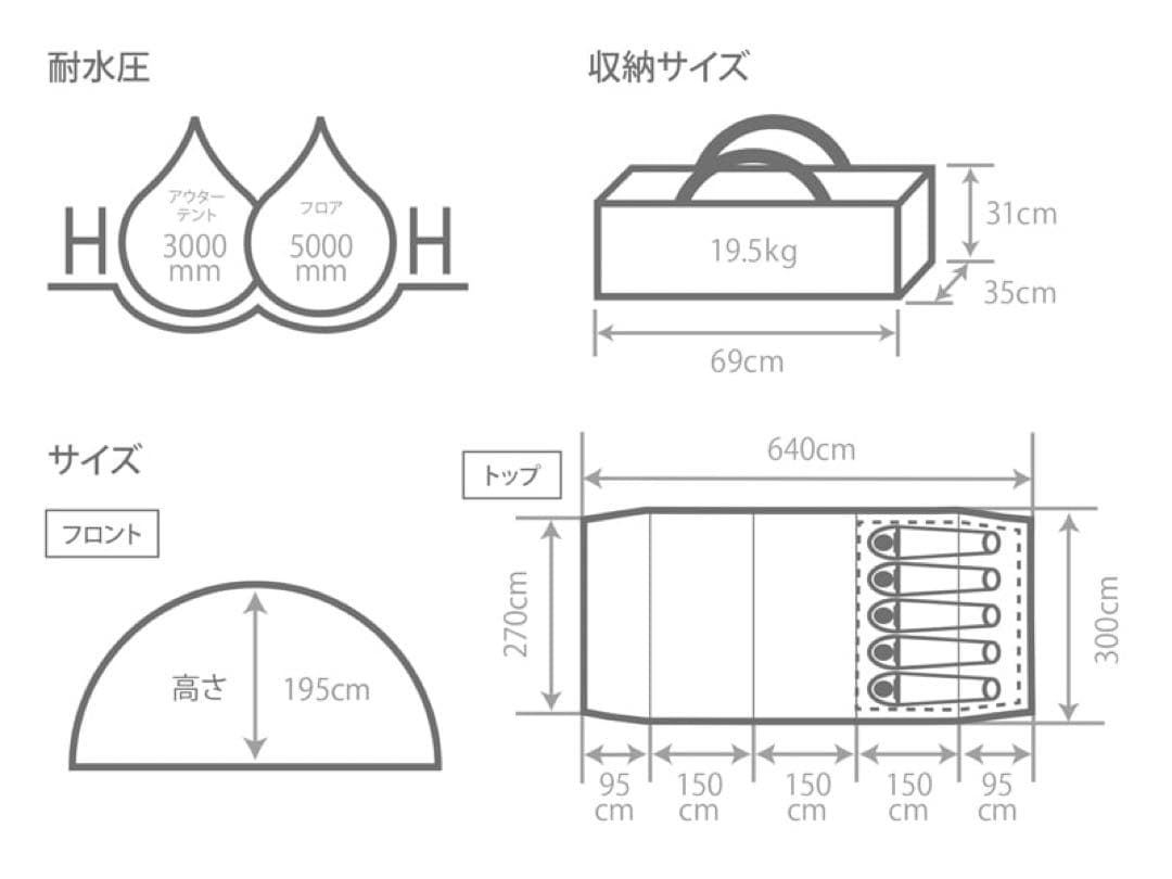 DOD カマボコテント3M ブラック　新品未使用